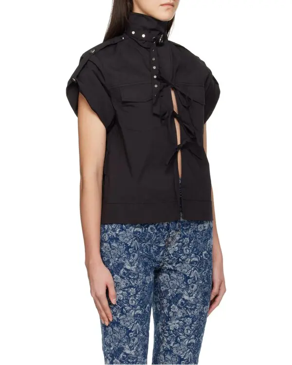 GANNI High Neck Blouse With Adjustable Collar And Sleeves