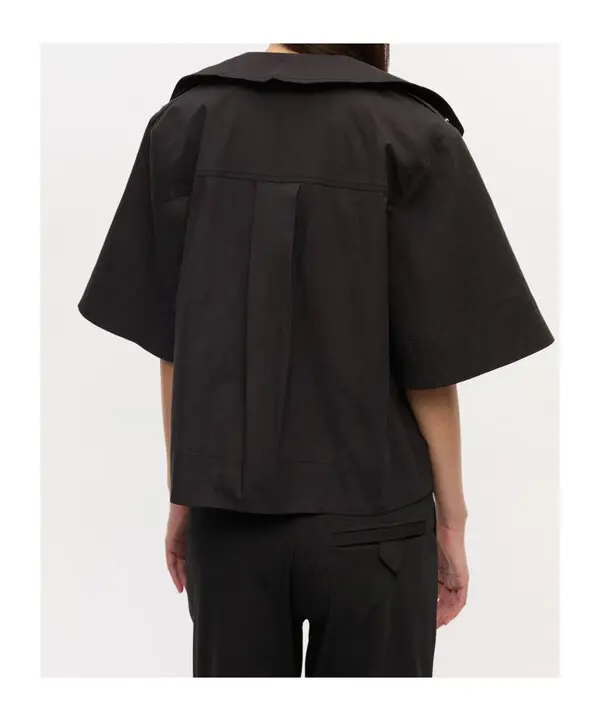 GANNI High Neck Blouse With Adjustable Collar And Sleeves