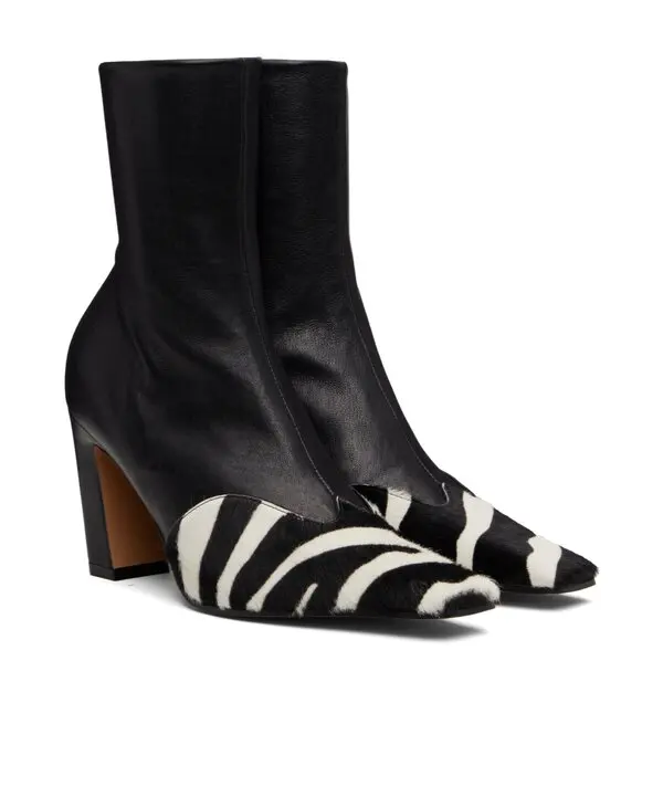 Khaite Stretch Zebra Print Ankle Boots