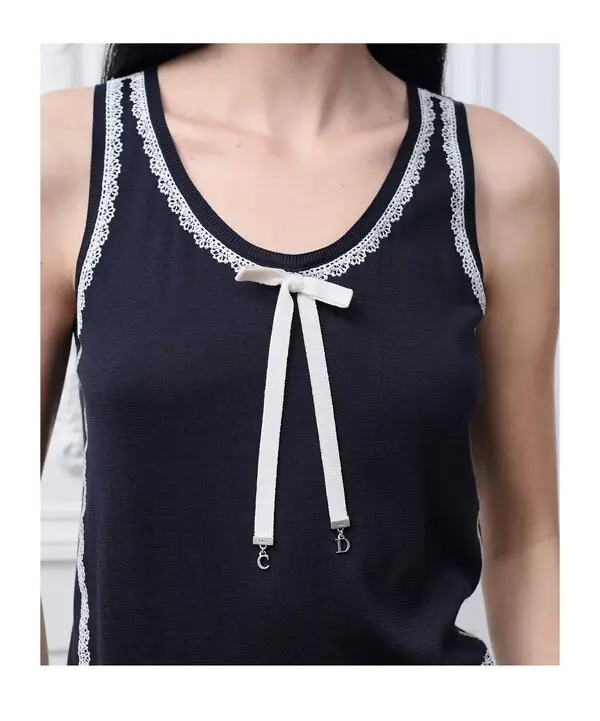 Dior Sweater Vest With Bow Neckline And Monogram Detail
