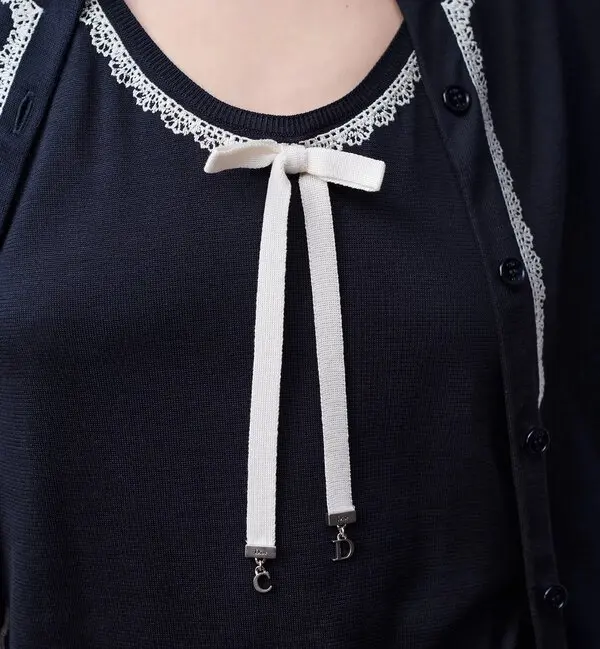 Dior Sweater Vest With Bow Neckline And Monogram Detail