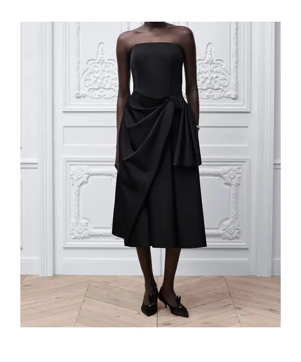 Dior Mid-length Draped Bustier Dress With Asymmetrical Bow