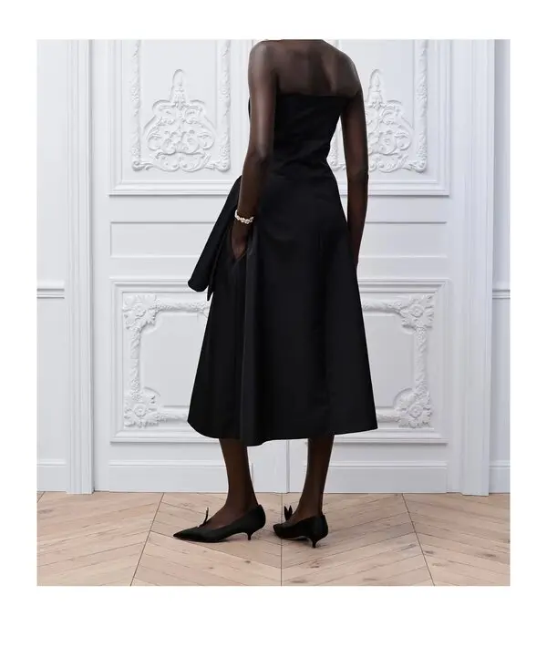 Dior Mid-length Draped Bustier Dress With Asymmetrical Bow