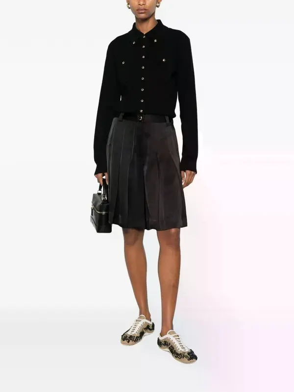 Sandro High-waisted Pleated Satin Finish Shorts