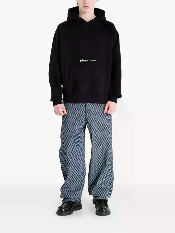 PLEASURES Logo Print Hoodie - Black