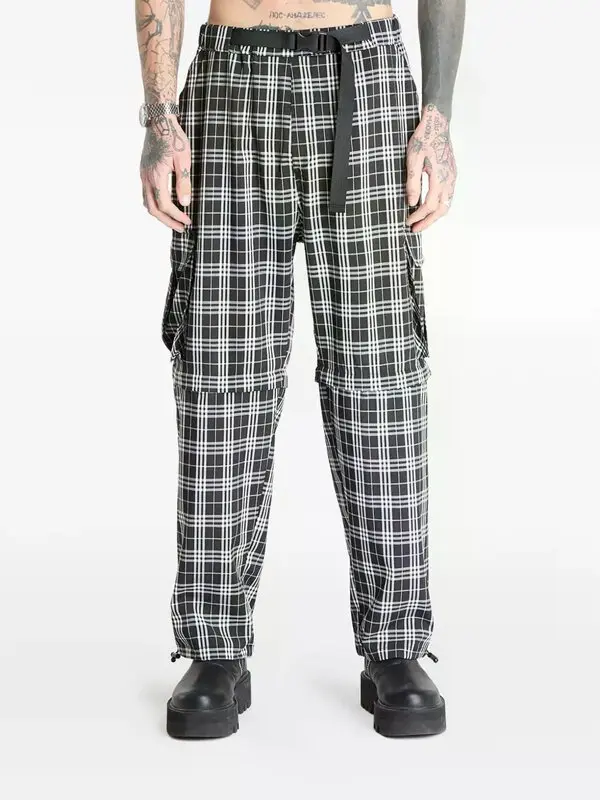 WASTED Convertible Cargo Pants With Tartan Check Pattern