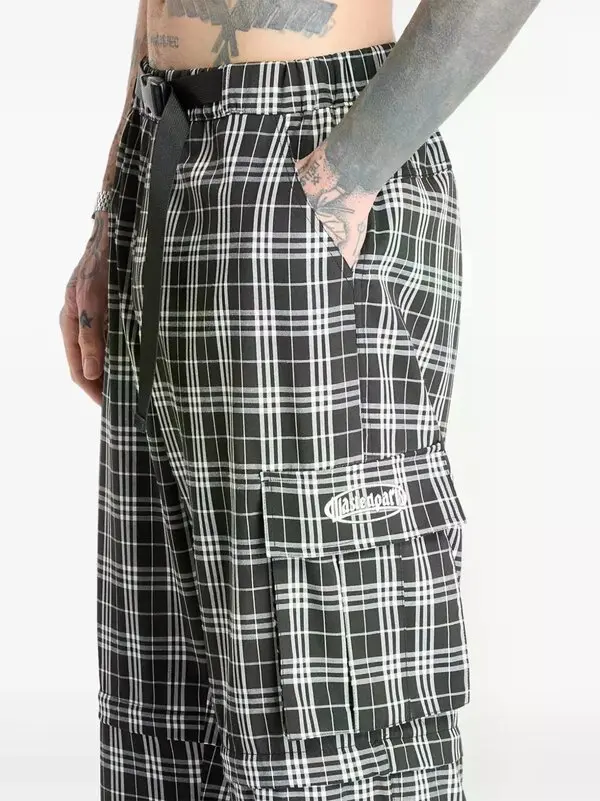 WASTED Convertible Cargo Pants With Tartan Check Pattern