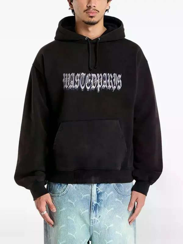WASTED Run' Graphic Print Logo Hoodie