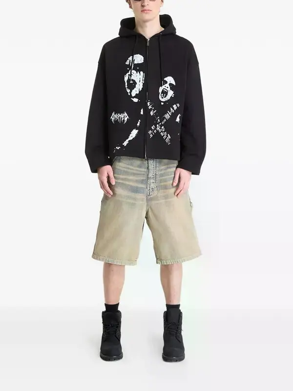 WASTED Graphic Print Zip-up Hoodie