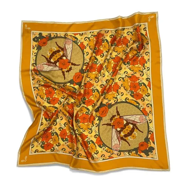 Henelle Bloom Large Silk Scarf - Orange