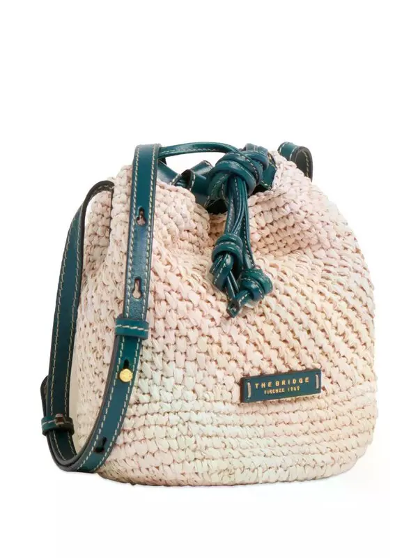 THE BRIDGE Straw Leather-trim Bucket Bag