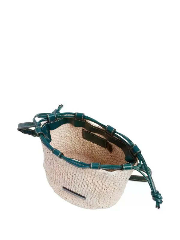 THE BRIDGE Straw Leather-trim Bucket Bag