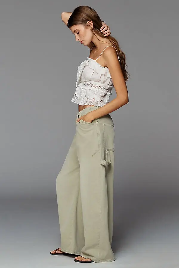 PILCRO Kayden Chino High Rise Barrel Pants - Elm