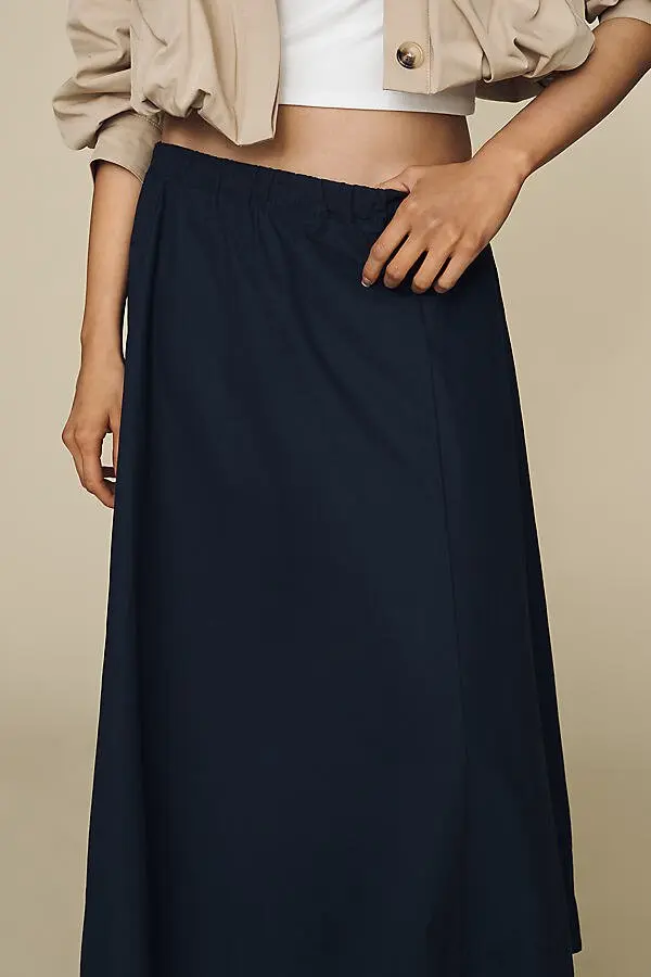 Maeve Hallie 100% Cotton Pull-on Midi Skirt