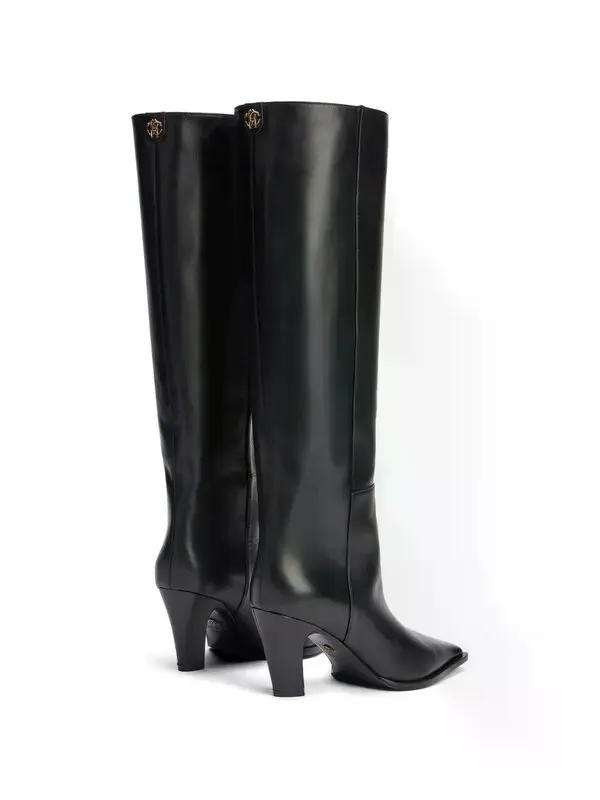 Roberto Cavalli Rc Logo Plaque Leather Knee-high Boots