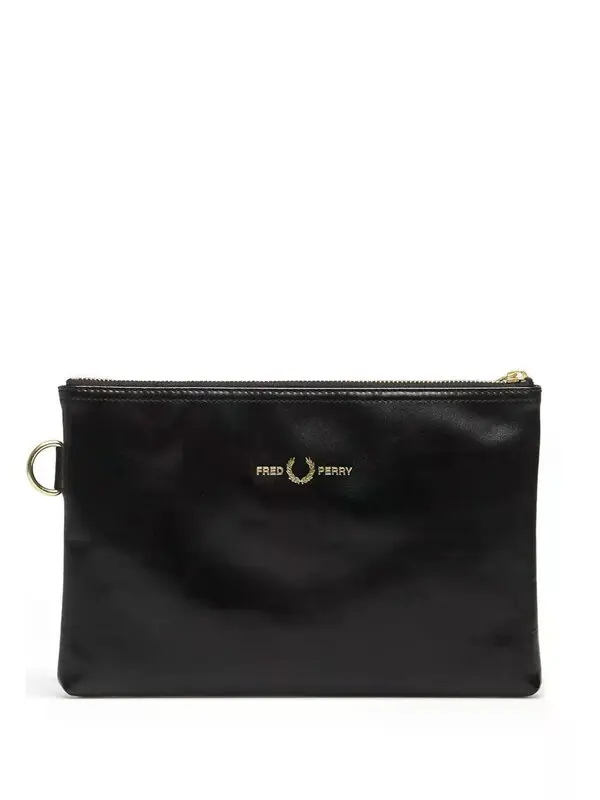 Fred Perry Leather Messenger Bag - Black