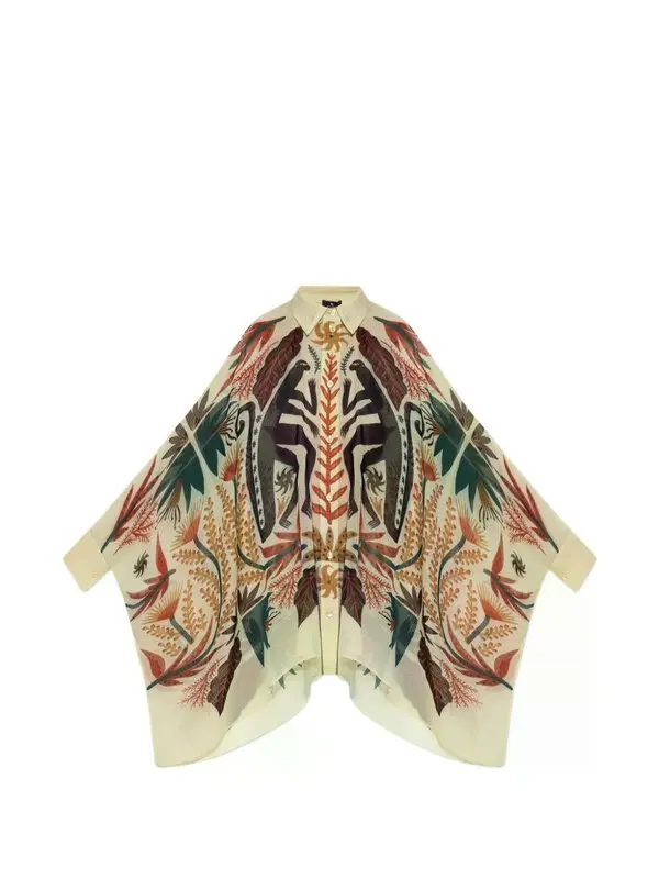 Etro Asymmetrical Graphic Print Shirt - Neutrals