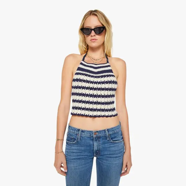 MOTHER The Sunburn Knit Halter Top - Navy