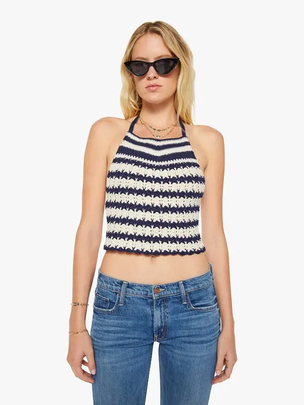 MOTHER The Sunburn Knit Halter Top - Navy