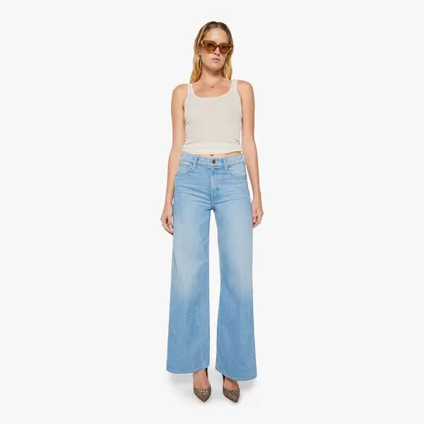 MOTHER Snacks! The Side Zip Slung Sugar Cone Jeans - Light Blue