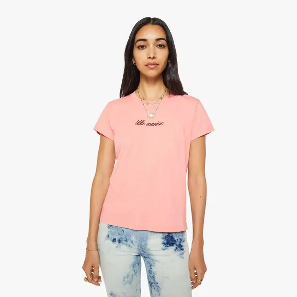 MOTHER The Boxy Goodie Little Maniac T-shirt In Pink - Black