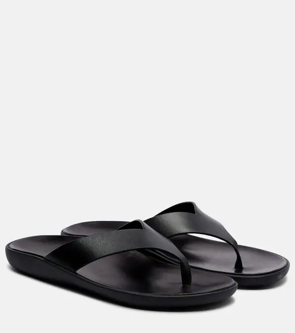 THE ROW Leather Thong Sandals - Black