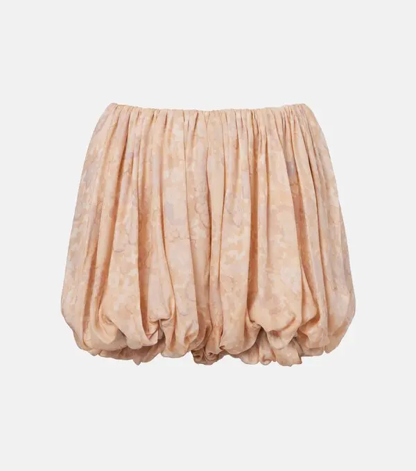 Chloé Floral Pleated Silk Charmeuse Shorts - Pink