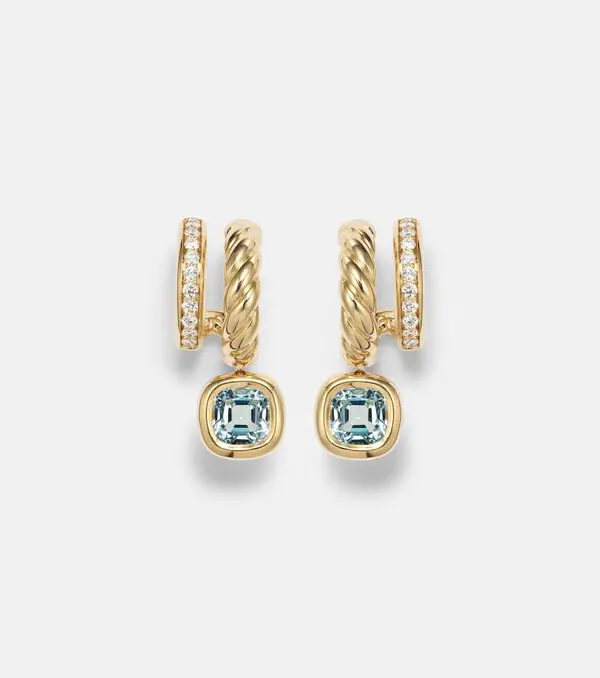 David Yurman Dy Mercer ® 18kt Yellow Earrings With Topaz And Diamonds - Gold
