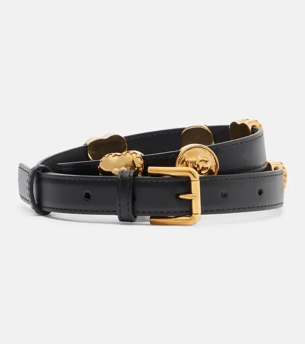 Dolce & Gabbana Skinny Leather Belt With Tone Logo - Black