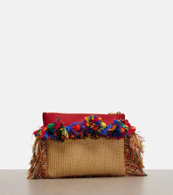 Dolce & Gabbana Fringed Woven Pouch - Red