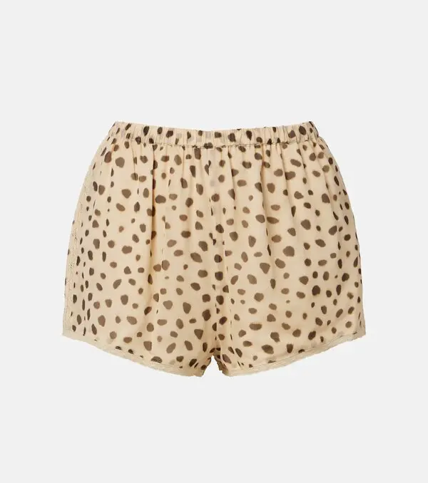 Posse Priscilla Leopard-print Silk Shorts - Beige