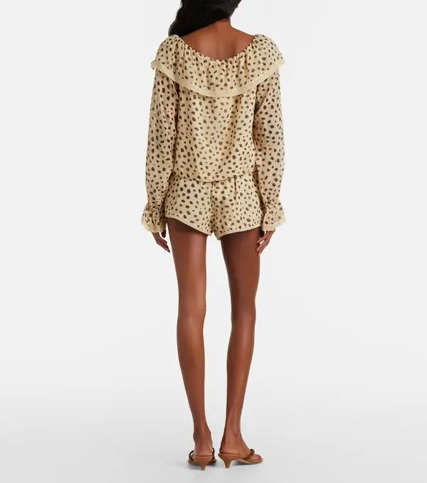 Posse Priscilla Leopard-print Silk Shorts - Beige