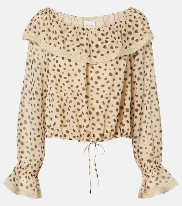 Posse Priscilla Leopard-print Silk Blouse - Beige