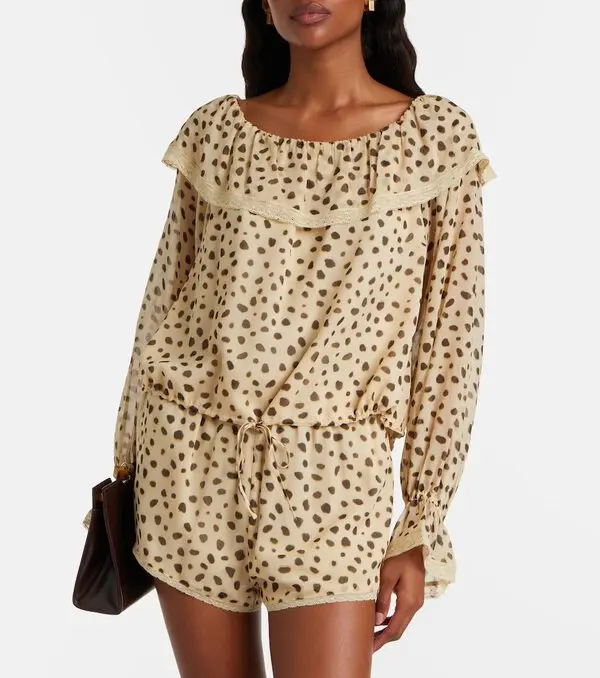 Posse Priscilla Leopard-print Silk Blouse - Beige