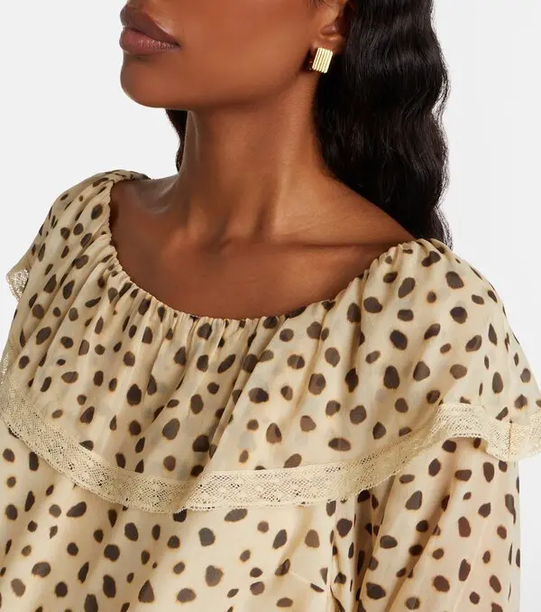Posse Priscilla Leopard-print Silk Blouse - Beige