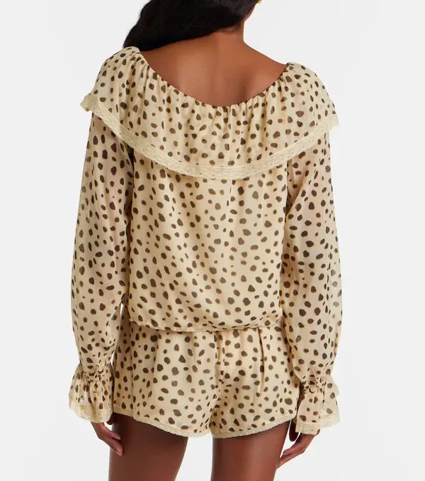 Posse Priscilla Leopard-print Silk Blouse - Beige