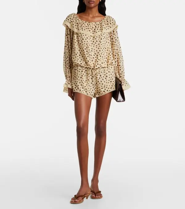 Posse Priscilla Leopard-print Silk Blouse - Beige