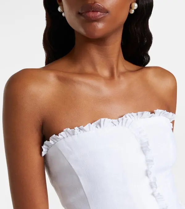 Posse Florence Ruffled Linen Top - White