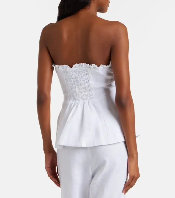 Posse Florence Ruffled Linen Top - White