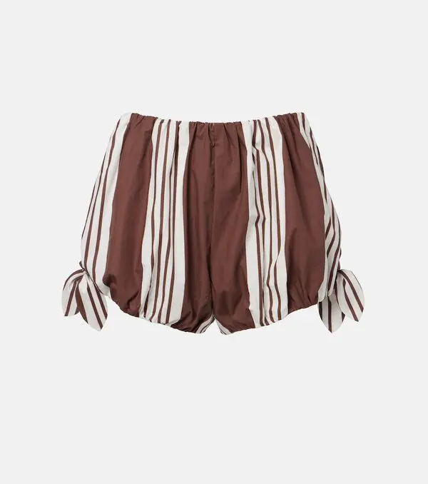Posse Rosie Striped Cotton Shorts - Brown