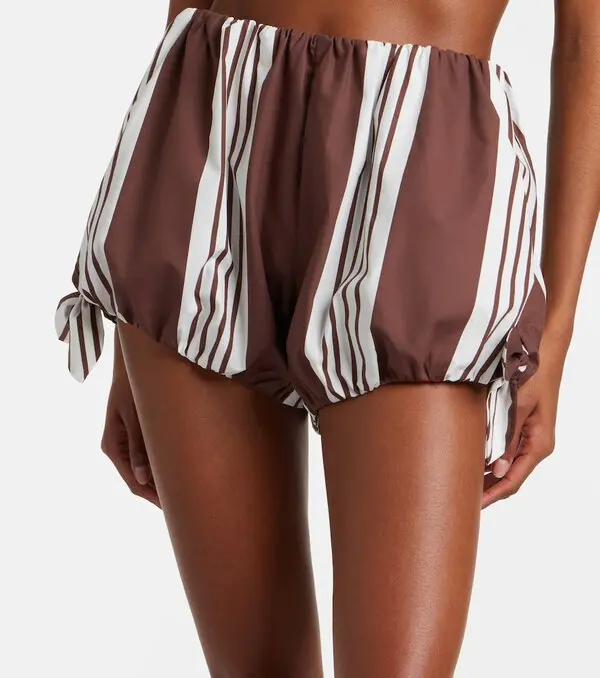 Posse Rosie Striped Cotton Shorts - Brown