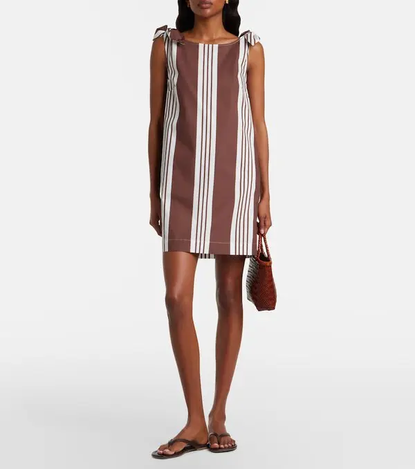 Posse Rosie Striped Cotton Mini Dress - Brown