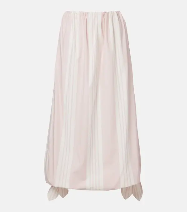 Posse Rosie Striped Cotton Midi Skirt - Pink