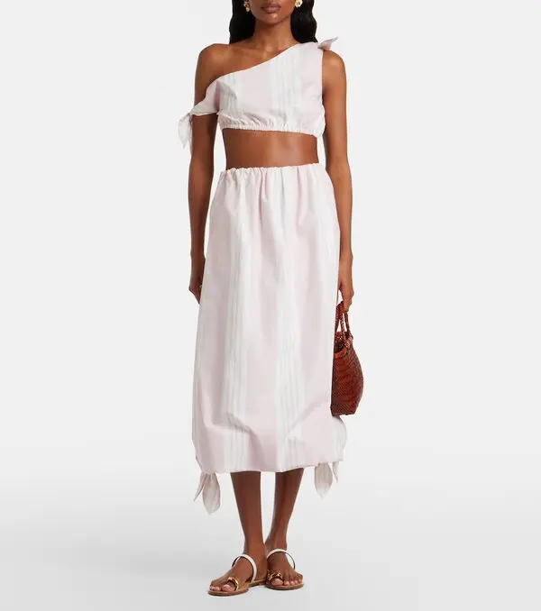 Posse Rosie Striped Cotton Midi Skirt - Pink