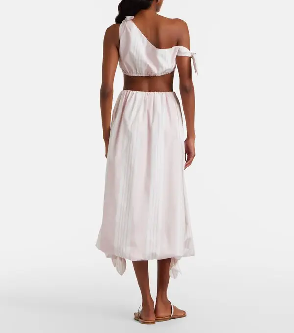 Posse Rosie Striped Cotton Midi Skirt - Pink