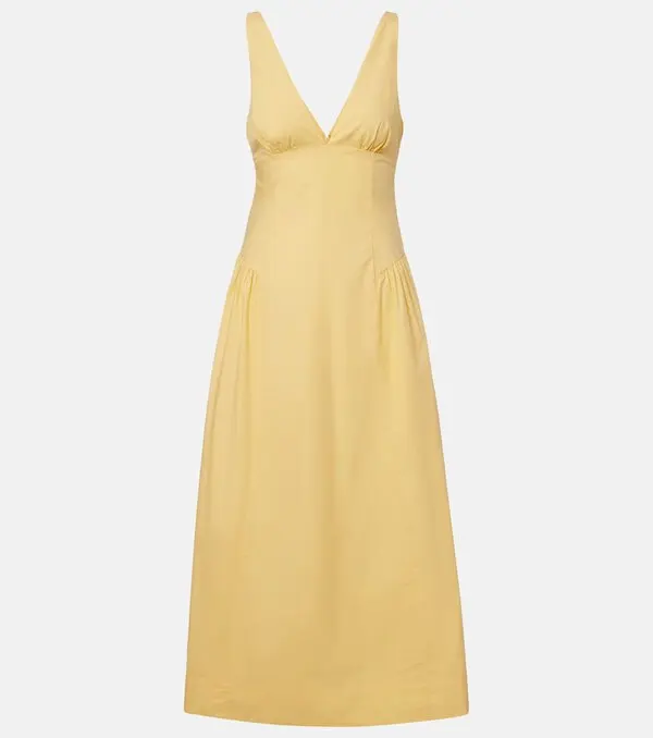 Posse Lindie Cotton Poplin Midi Dress - Yellow