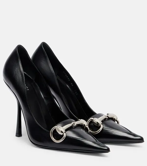 Gucci Boulevard Horsebit Leather Pumps - Black