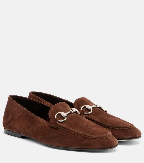 Gucci Jordaan Horsebit Suede Loafers - Brown
