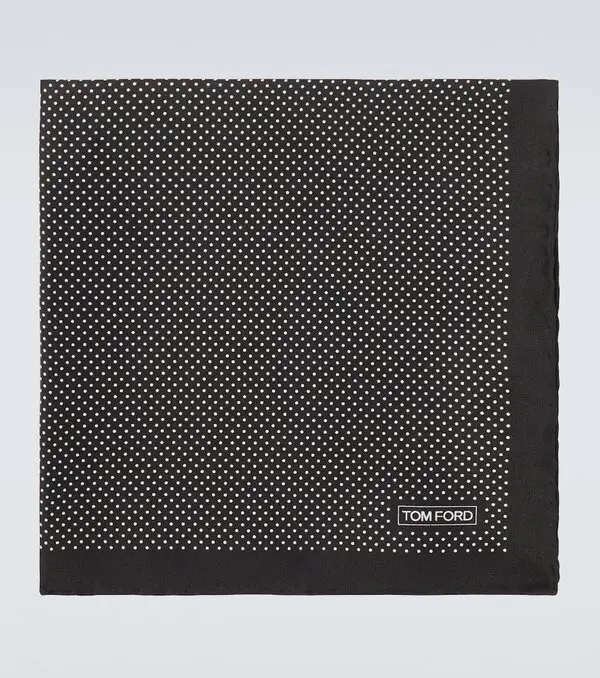TOM FORD Polka-dot Silk Pocket Square - Black