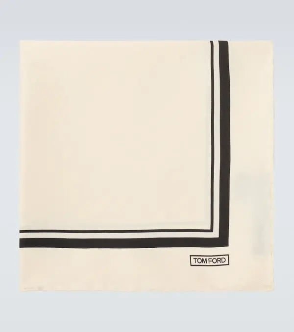 TOM FORD Printed Silk Pocket Square - White